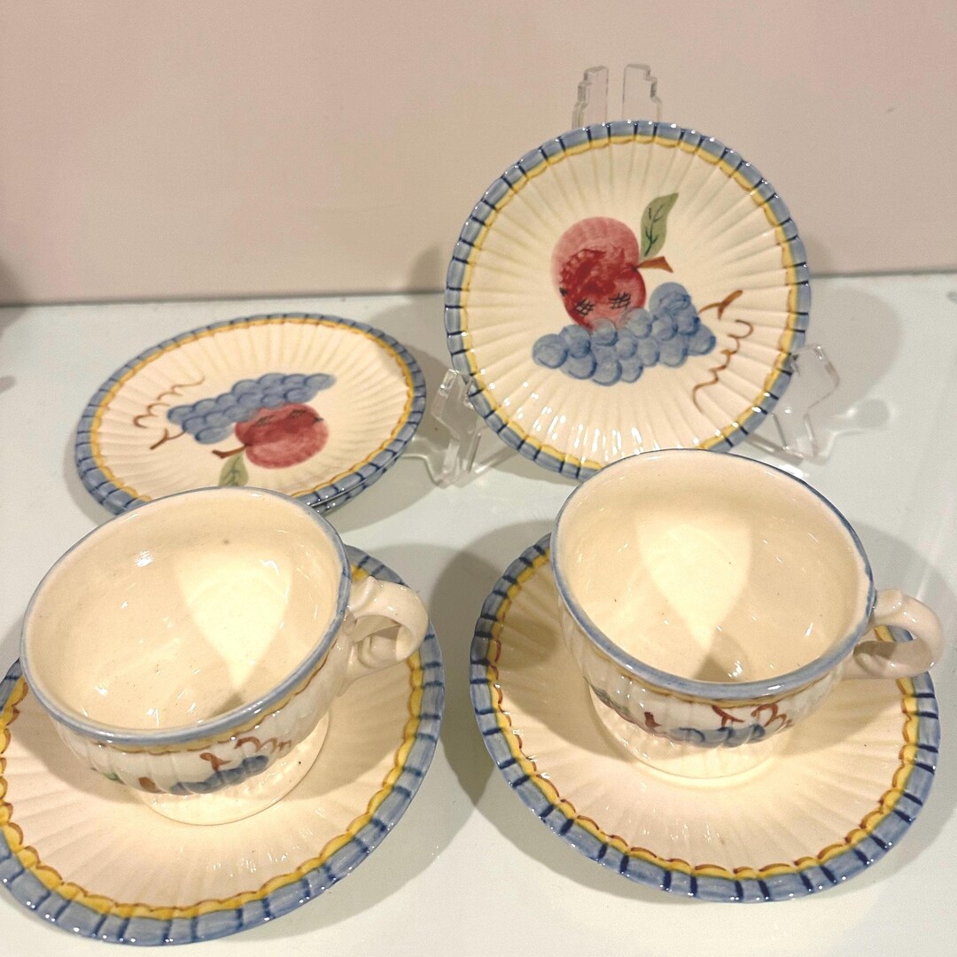 Stangl Pottery Blue Bell Set of 2 Cups/ Saucers & 3 Side Plates - Etsy