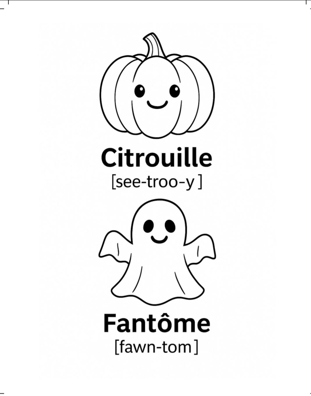 French Halloween Vocabulary Coloring Book for Kids | Printable PDF ...