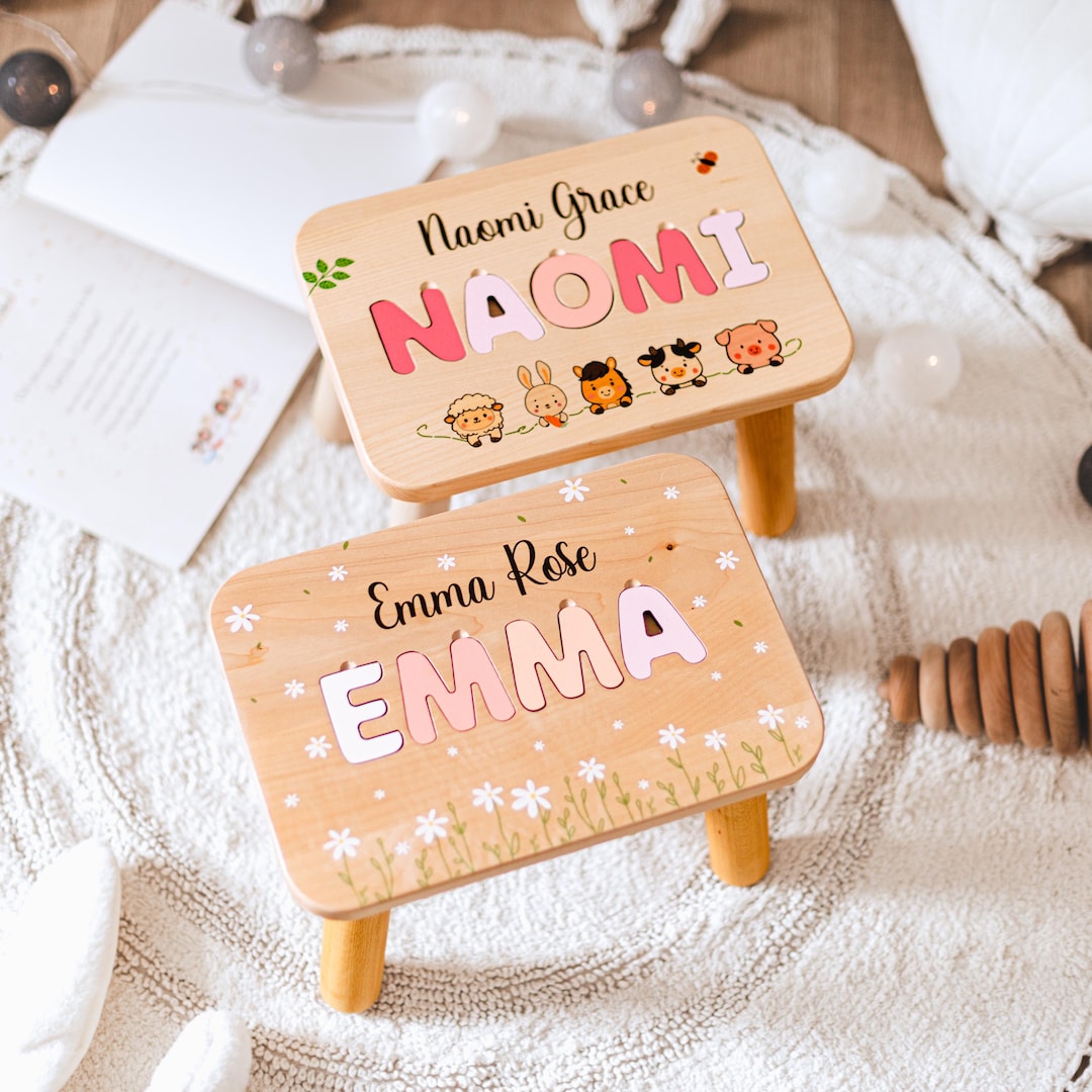 Boys & Girls Toddler Name Puzzle Stools - Christmas Gifts for Grandkids ...