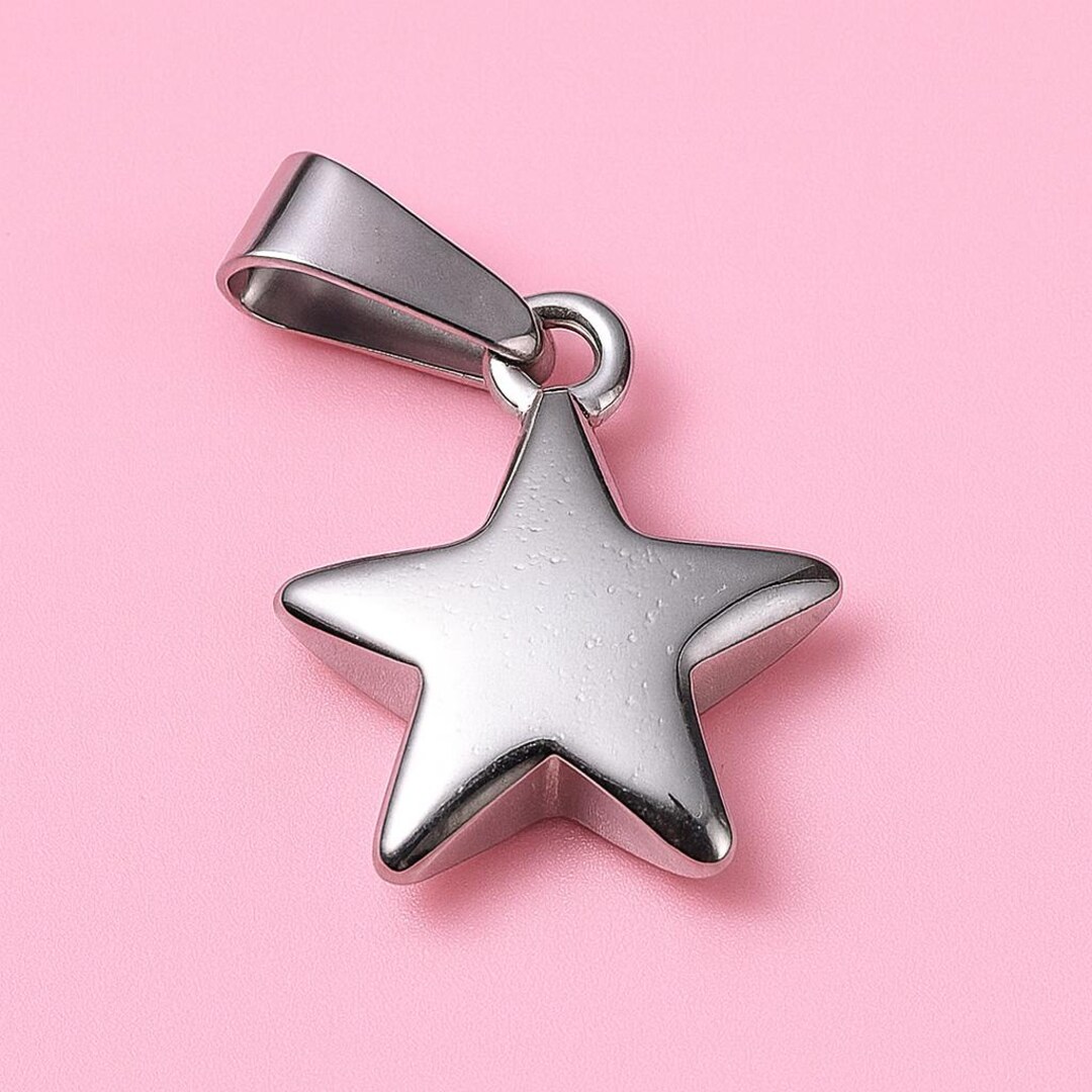 Sterling Silver Puffed Star Pendant Necklace • Minimalist Charm - Etsy