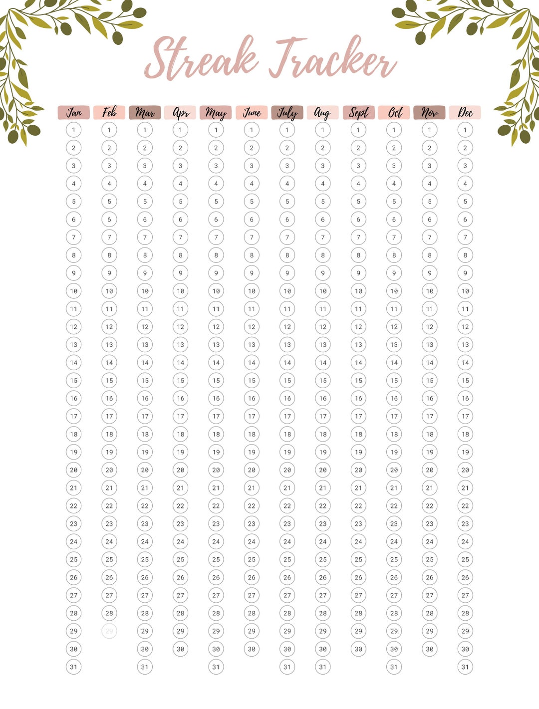 Streak Tracker/habit Tracker - Etsy