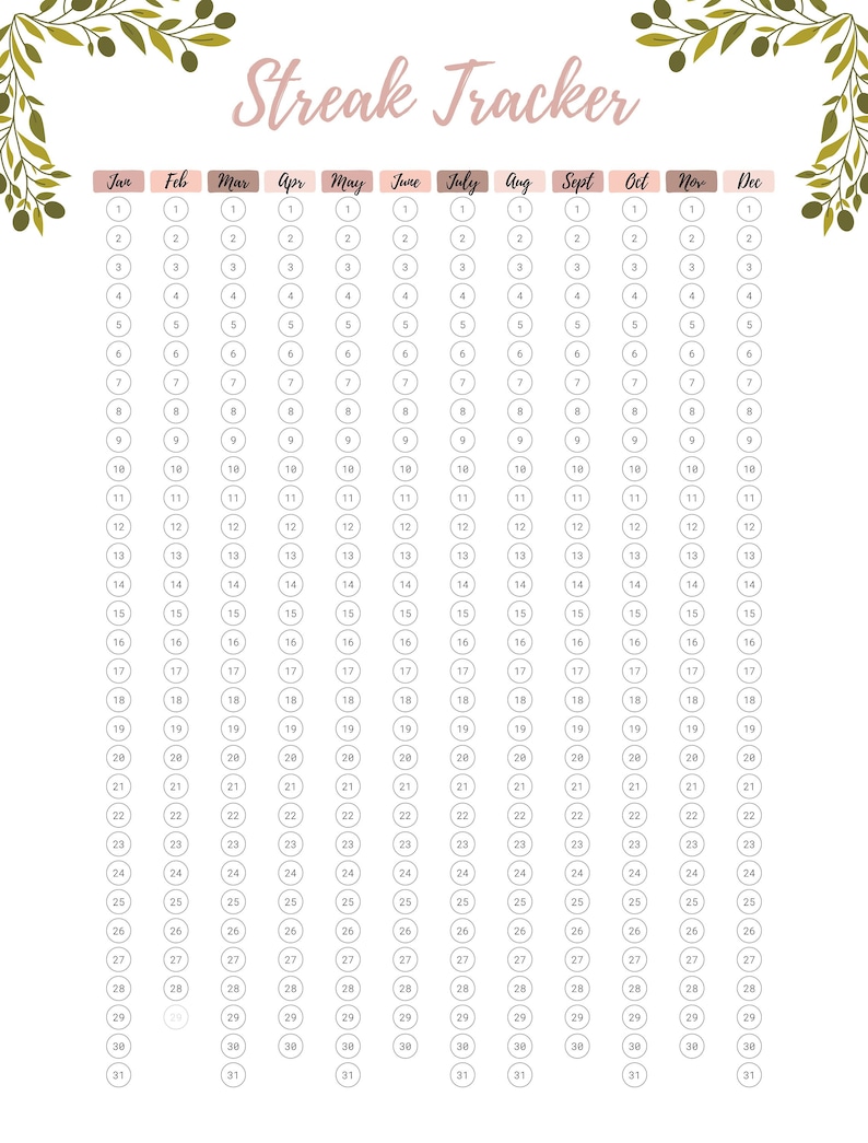 Streak Tracker/habit Tracker - Etsy