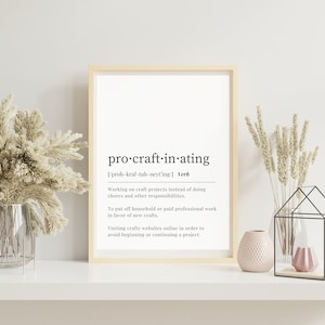 Crafty Definition, Procraftination, Printable Art, Funny Crafters - Etsy