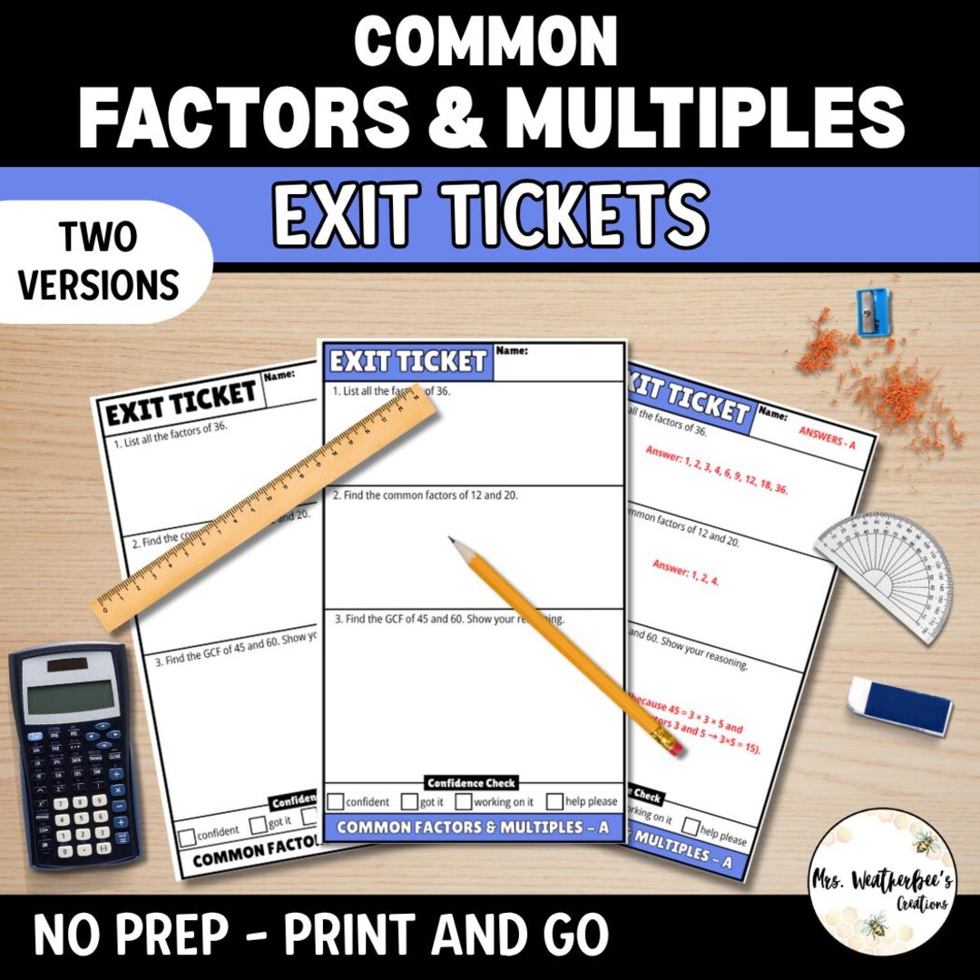 Math Exit Tickets – Factors and Multiples | Prime, Composite, GCF & LCM ...