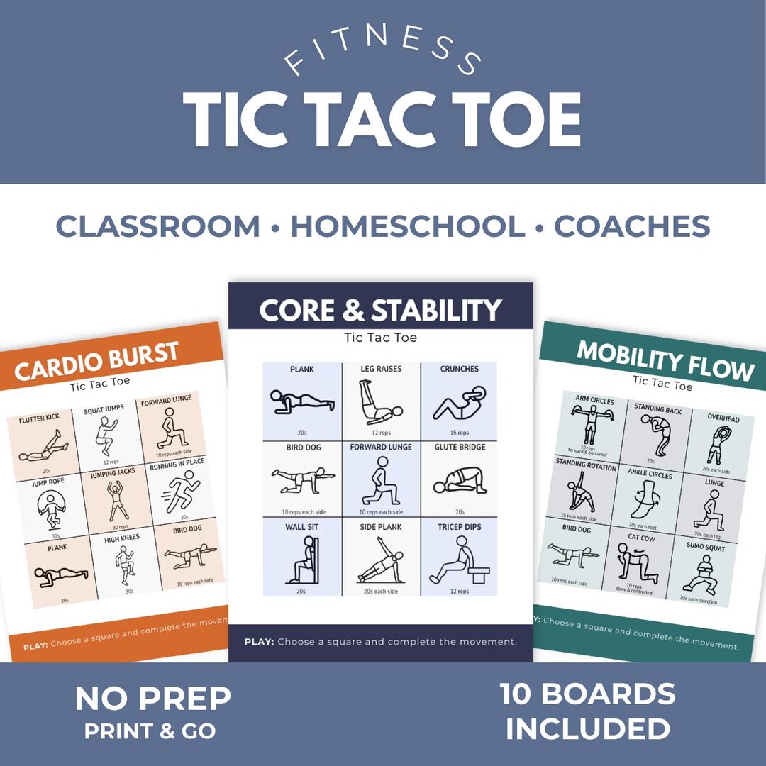 Fitness Tic Tac Toe Printable | Movement and Brain Breaks | DPA | PE ...