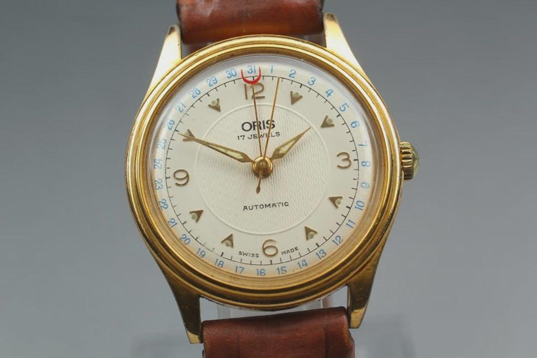 Near MINT ORIS Pointer Date 7403-26 34mm Ivory Dial Automatic Men's ...