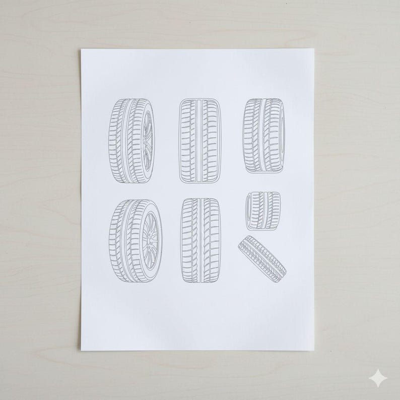 Automotive Tire Vector Illustrations and Sticker Collection Set - Etsy