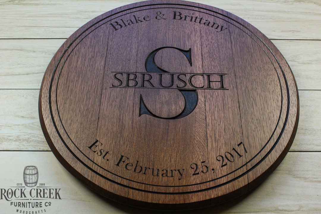 Bourbon Barrel Head, Personalized Gift, Engraved Barrel, Wedding Gift ...