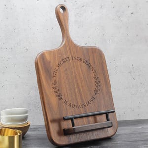 Personalized Walnut Cookbook Stand: Engraved Recipe Book Holder - Etsy