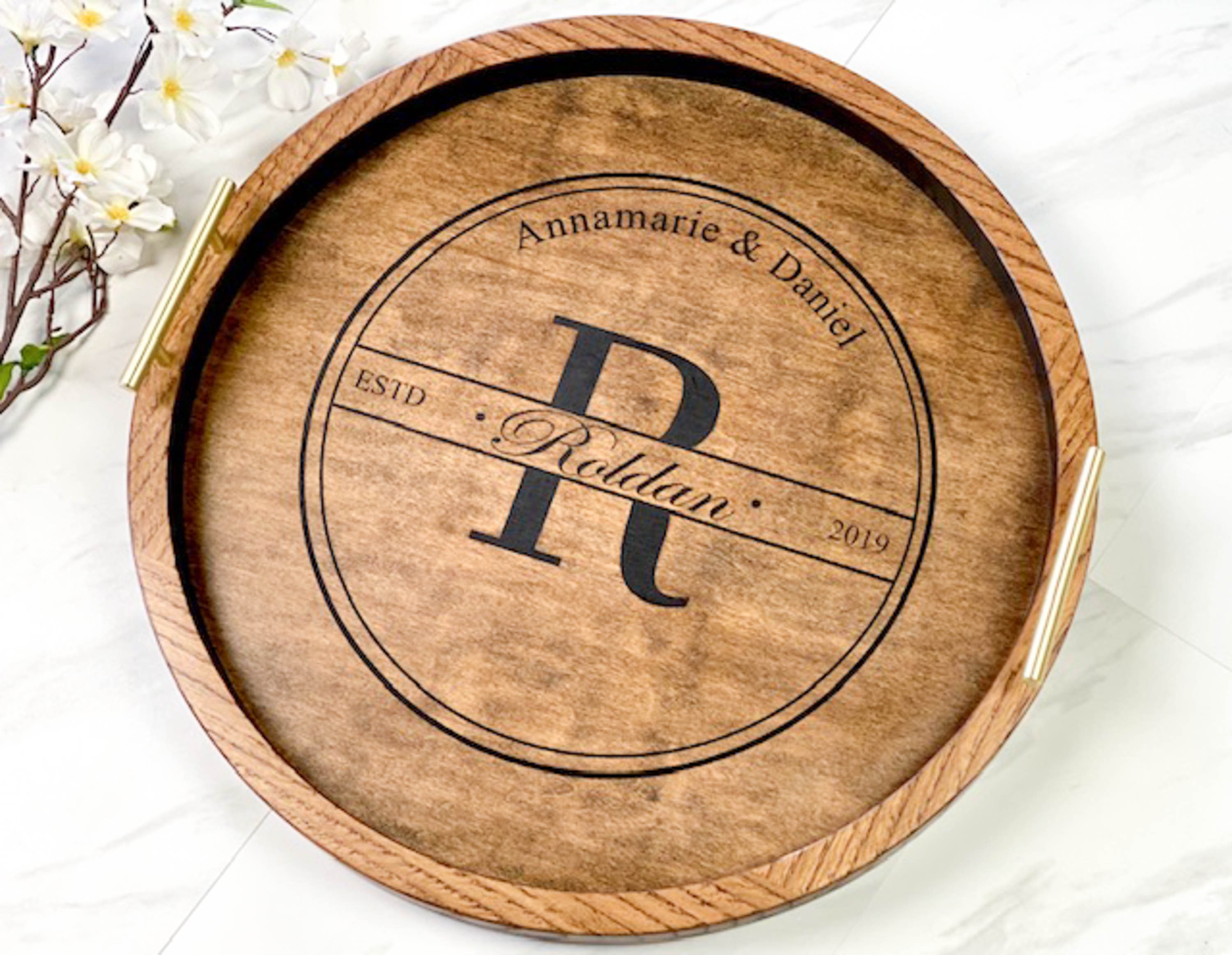 Personalized wood tray with handles Wedding gift charcuterie | Etsy