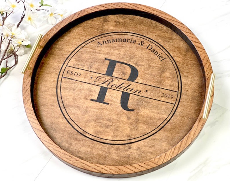 Personalized wood tray with handles Wedding gift charcuterie | Etsy
