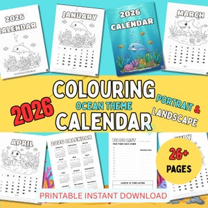Coloring Calendar Printable, Kids Monthly Planner, Undated DIY Coloring ...