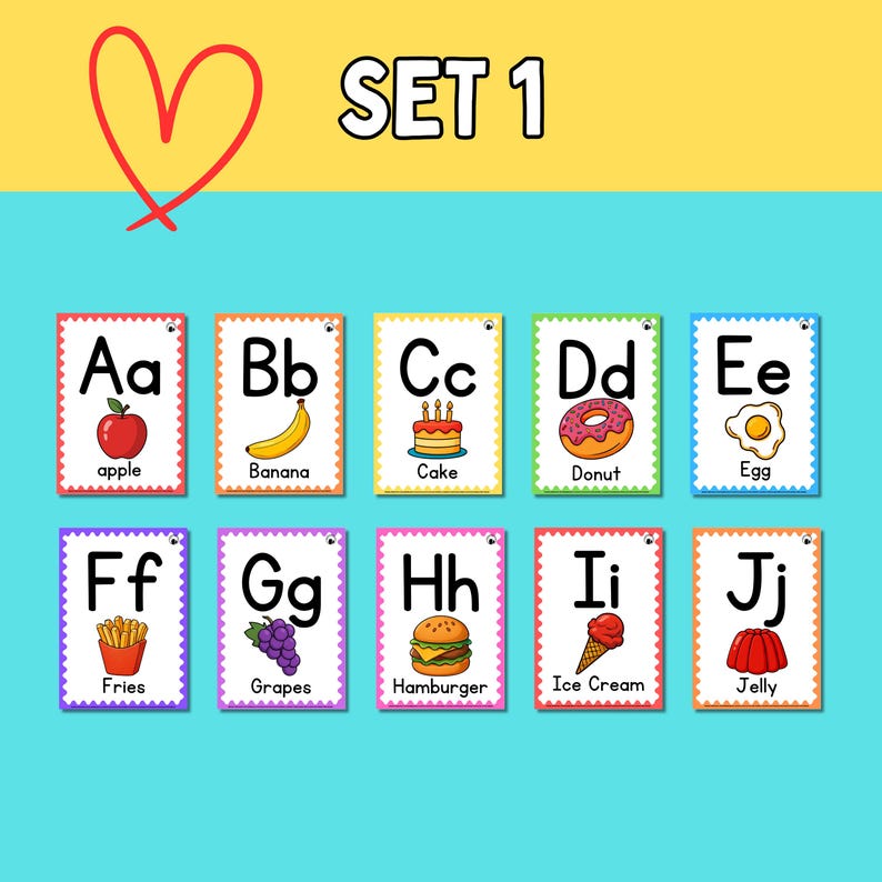 ABC Alphabet Picture Flashcards 5 Set Bundle, Visual Phonics Posters ...