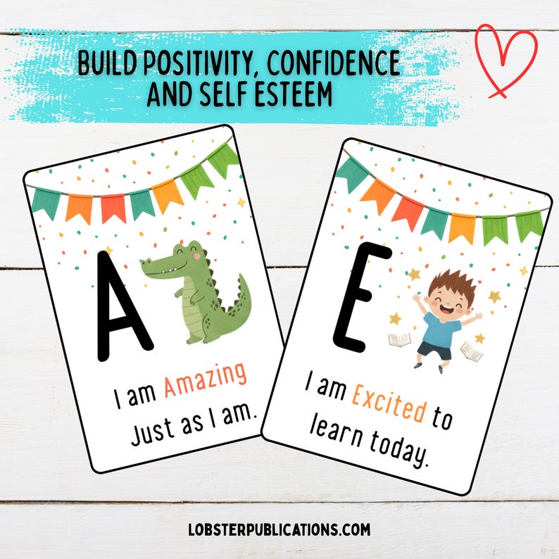Alphabet Affirmation Cards for Kids, A-Z Positive Mindset Posters ...