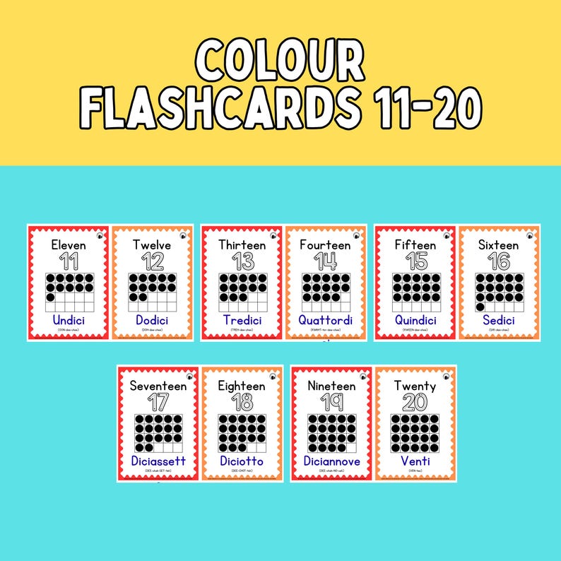 Italian Numbers Flashcards for Kids, Bilingual Counting Activity ...