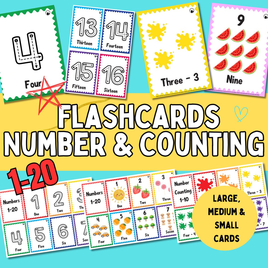 Number & Counting Flashcards, Preschool Toddler Learning Resource ...