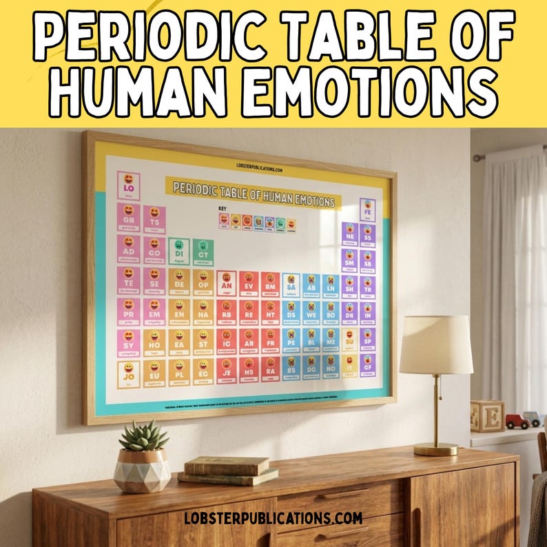 Periodic Table of Emotions Poster, Feelings Chart for Teens, Therapy ...