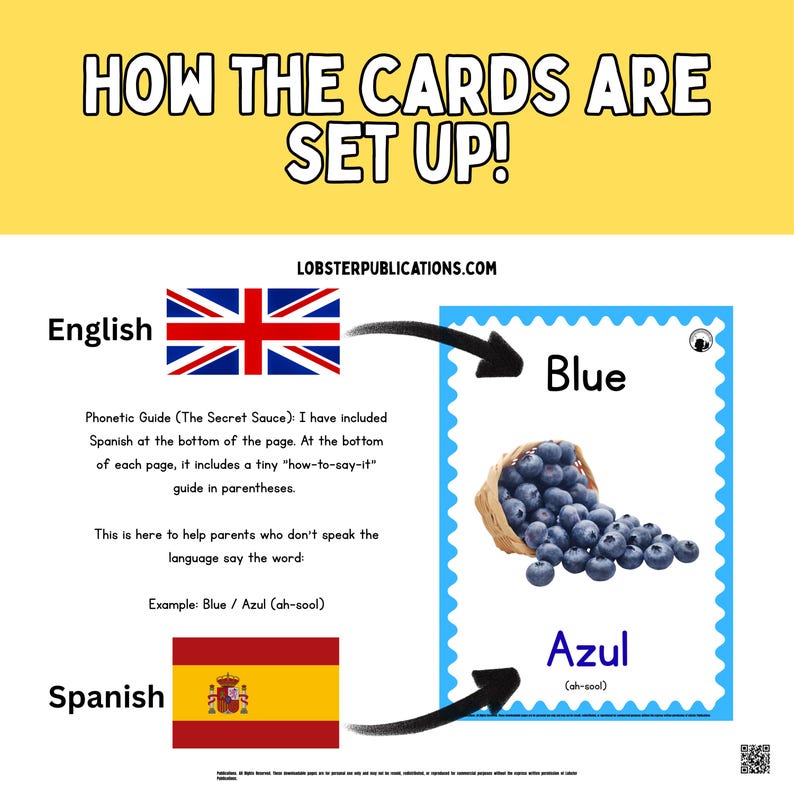 Spanish Colors Flashcards for Kids, Bilingual Montessori Learning ...
