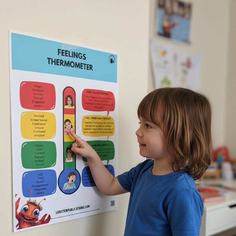 Feelings Thermometer Chart for Kids: Emotional Regulation), Social ...