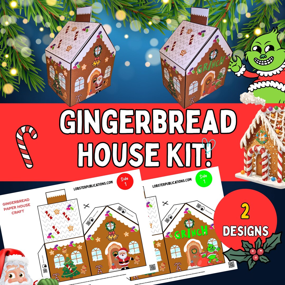 Gingerbread Paper House Template, Christmas DIY Gift Box, Xmas Village ...