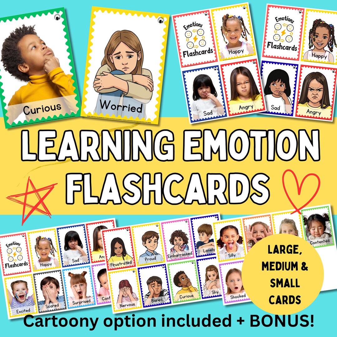 28 Feelings & Emotions Intelligence Flashcards for Kids, Montessori SEL ...