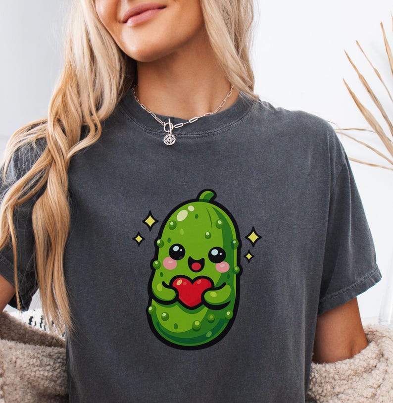 Kawaii Pickle PNG Sublimation, Funny Cute Pickle Clipart With Heart ...