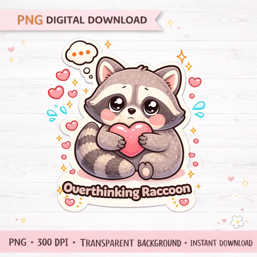 Kawaii Raccoon PNG, Socially Awkward Animal Clipart, Anxiety Racoon ...