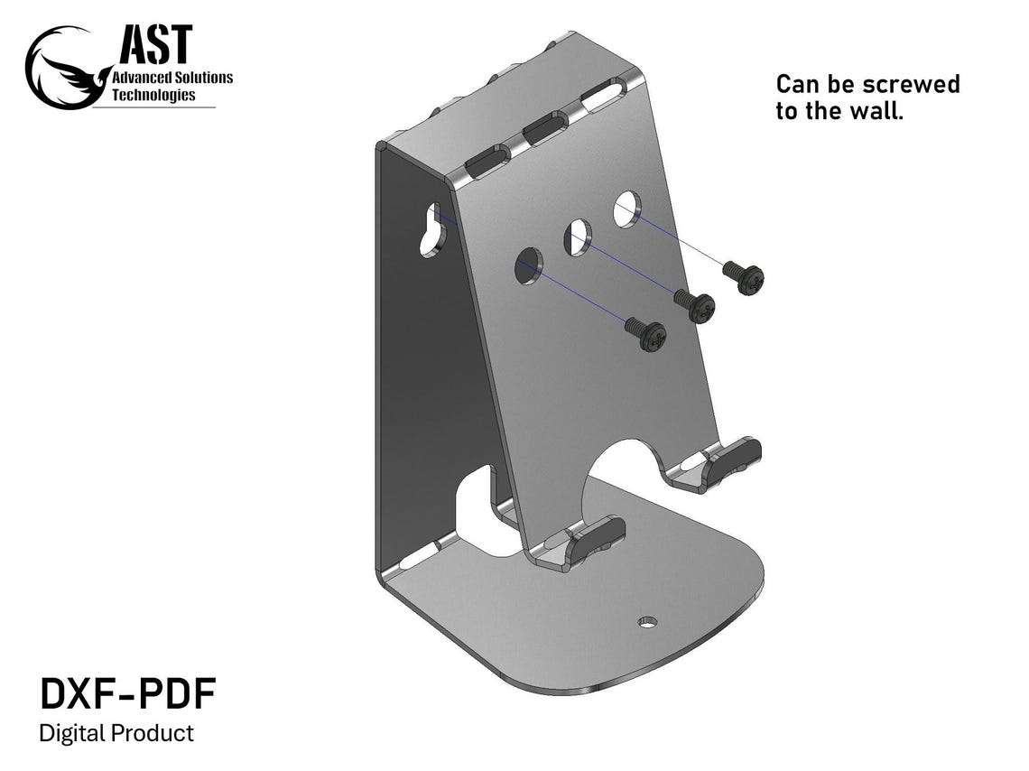 2mm Sheet Metal Phone Stand CAD File, Wall Mountable,charge Cable ...