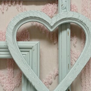 Vintage Light Blue Open Frames and Mirror Setpicture Frames Mirror Wall ...