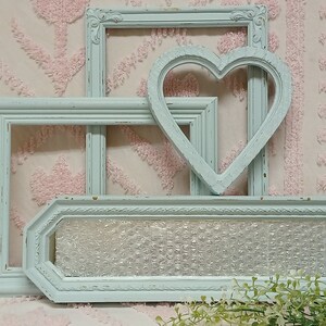 Vintage Light Blue Open Frames and Mirror Setpicture Frames Mirror Wall ...