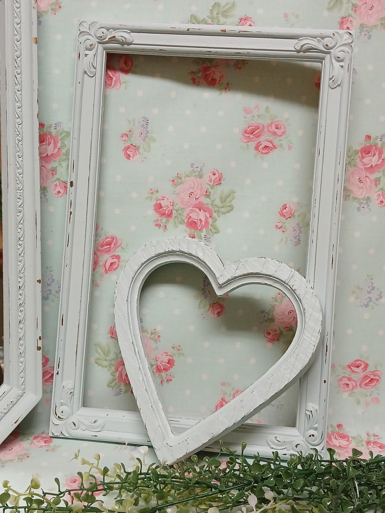 Vintage Light Blue Open Frames and Mirror Set~picture Frames Mirror ...
