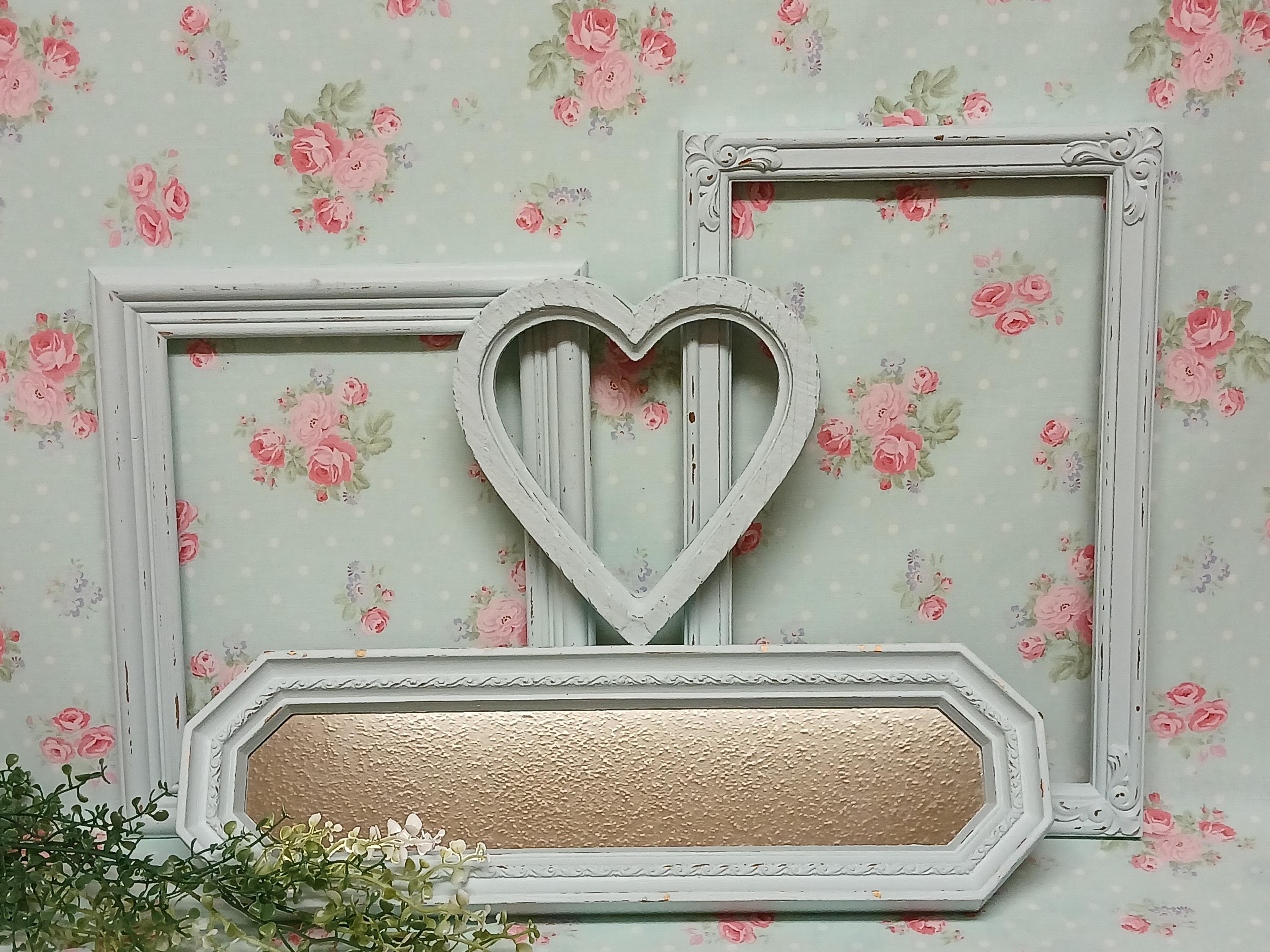 Vintage Light Blue Open Frames and Mirror Set~picture Frames Mirror ...