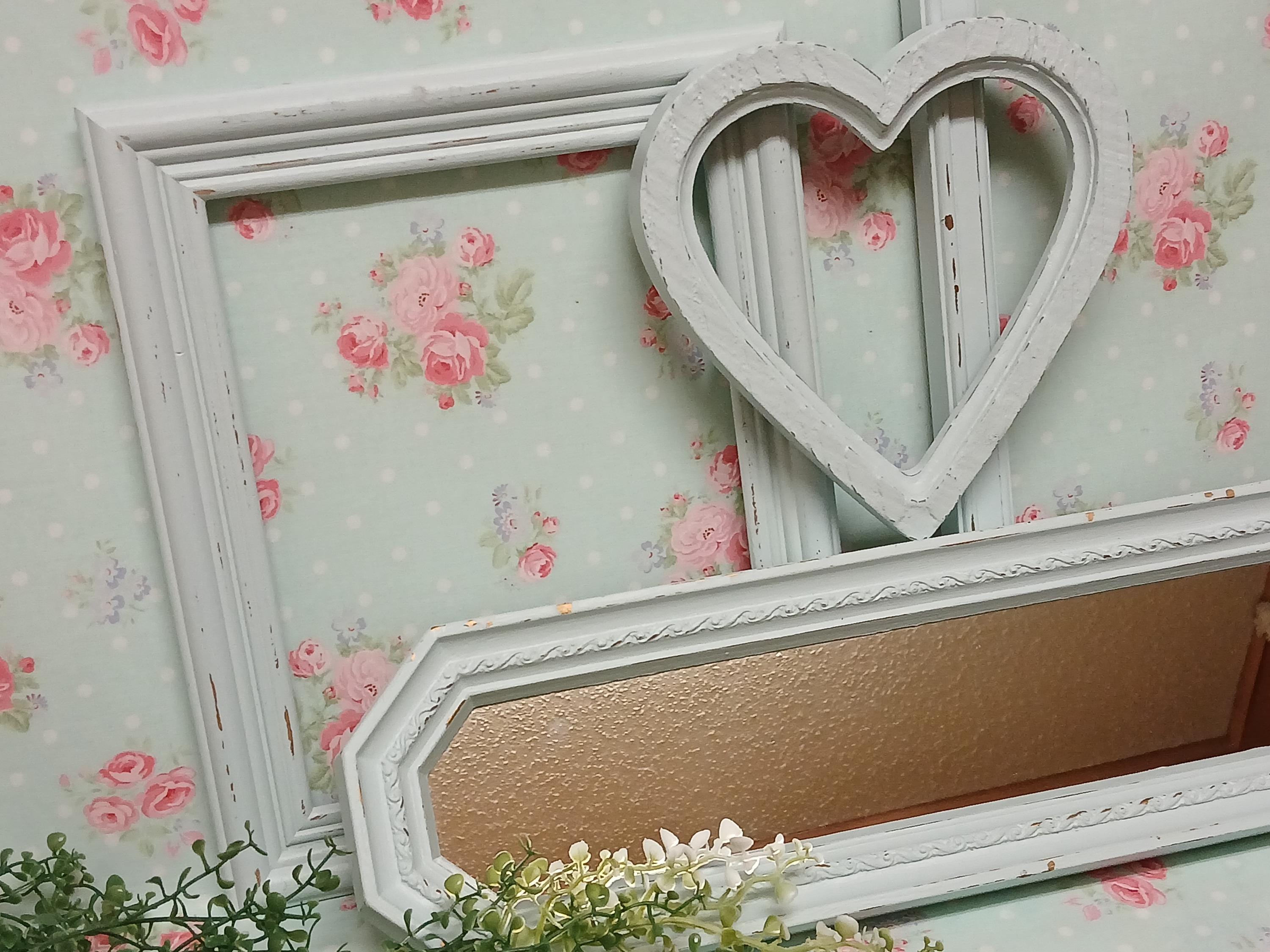Vintage Light Blue Open Frames and Mirror Set~picture Frames Mirror ...