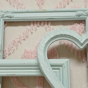 Vintage Light Blue Open Frames and Mirror Setpicture Frames Mirror Wall ...