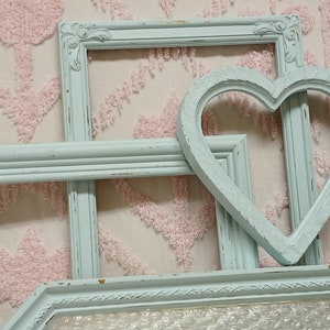 Vintage Light Blue Open Frames and Mirror Setpicture Frames Mirror Wall ...