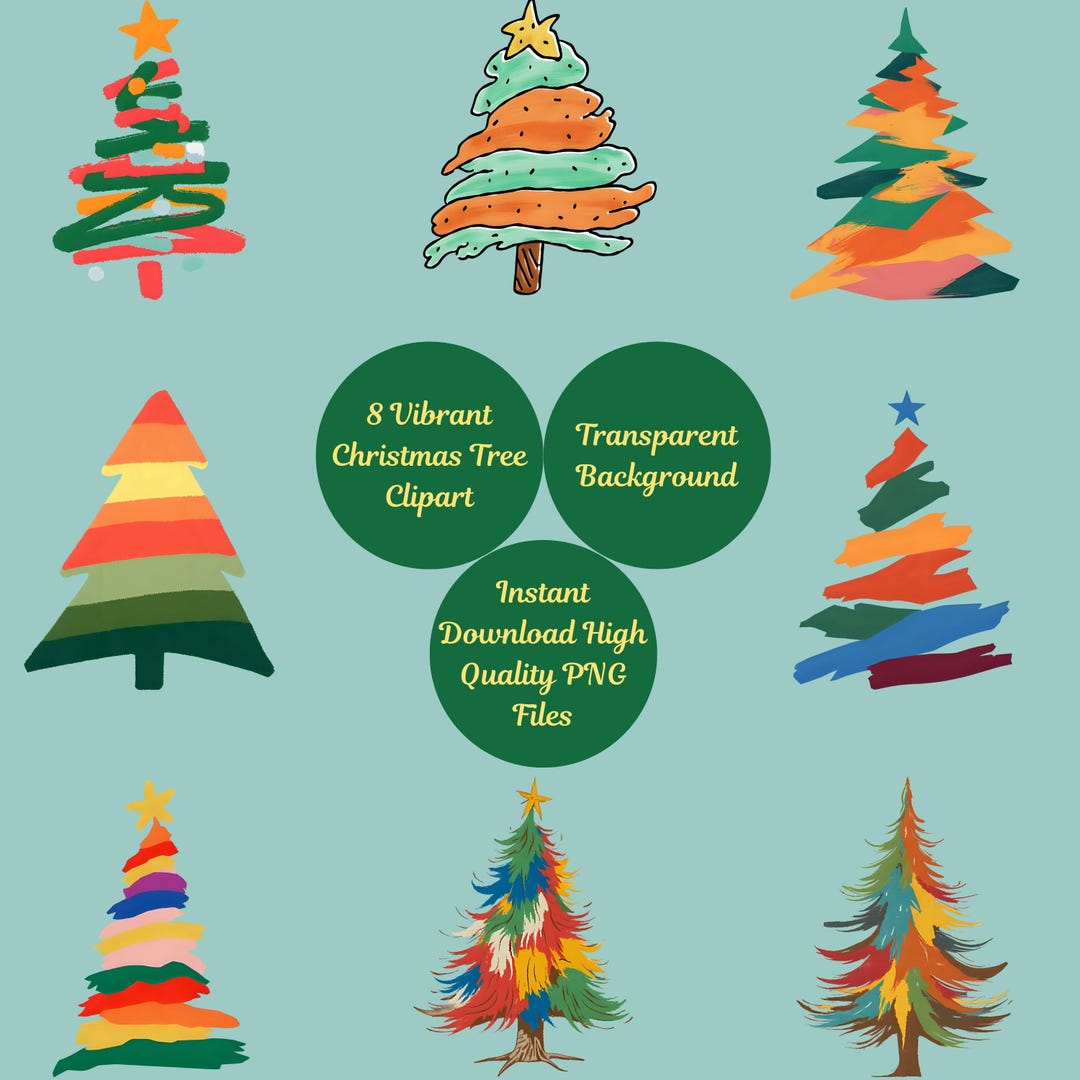 Colorful Christmas Tree Clipart, Hight Quality PNG, Printable ...