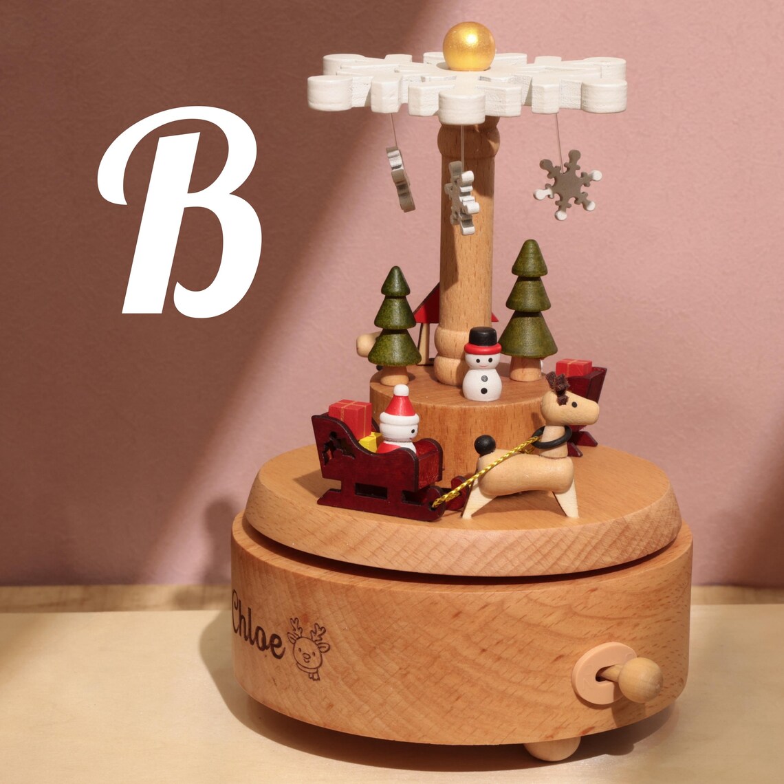 Personalized Wooden Christmas Music Box, Musical Holiday, Baby Shower ...