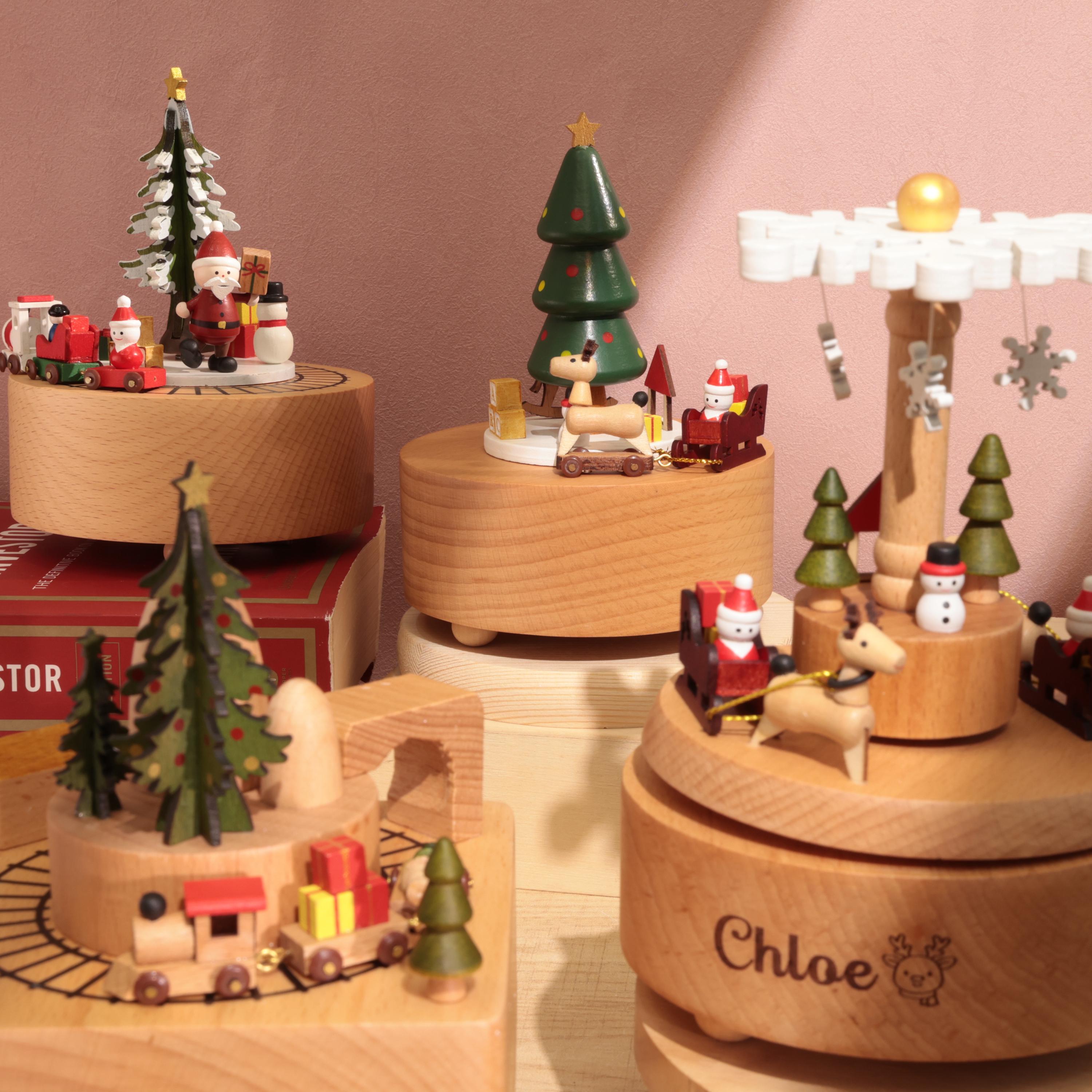 Personalized Wooden Christmas Music Box, Musical Holiday, Baby Shower ...