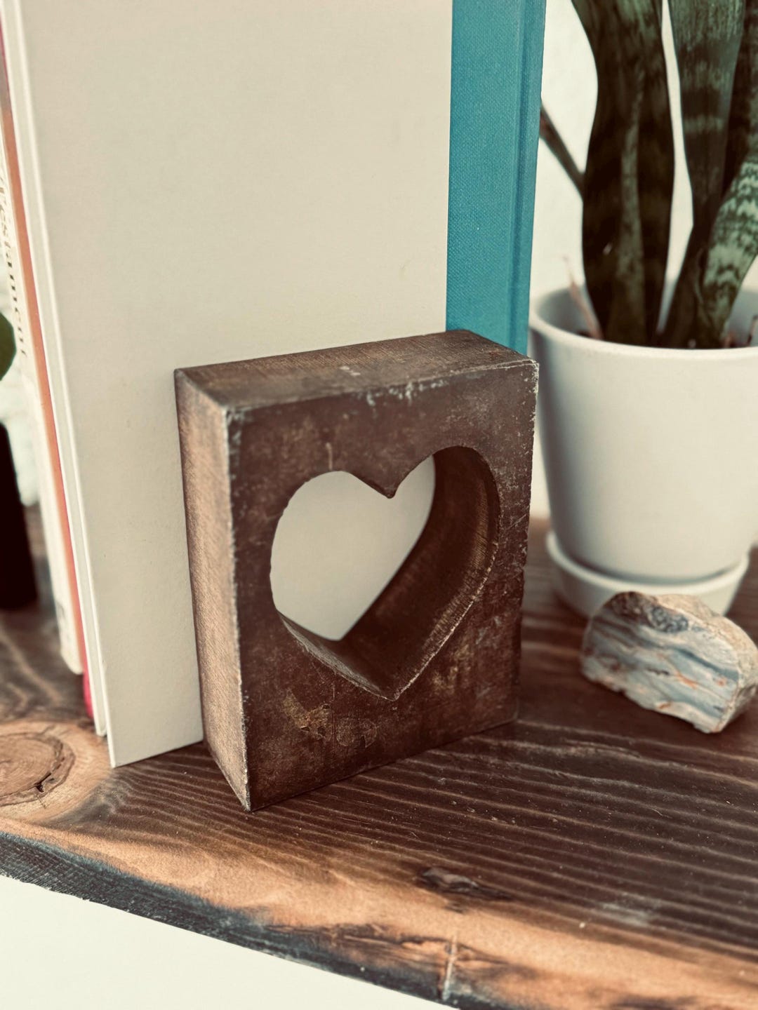 Set of Rustic Heart Bookends - Etsy