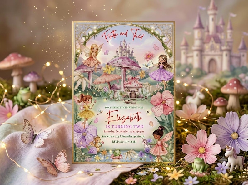 Enchanted Fairy Birthday Invitation, Whimsical Forest Party Template ...