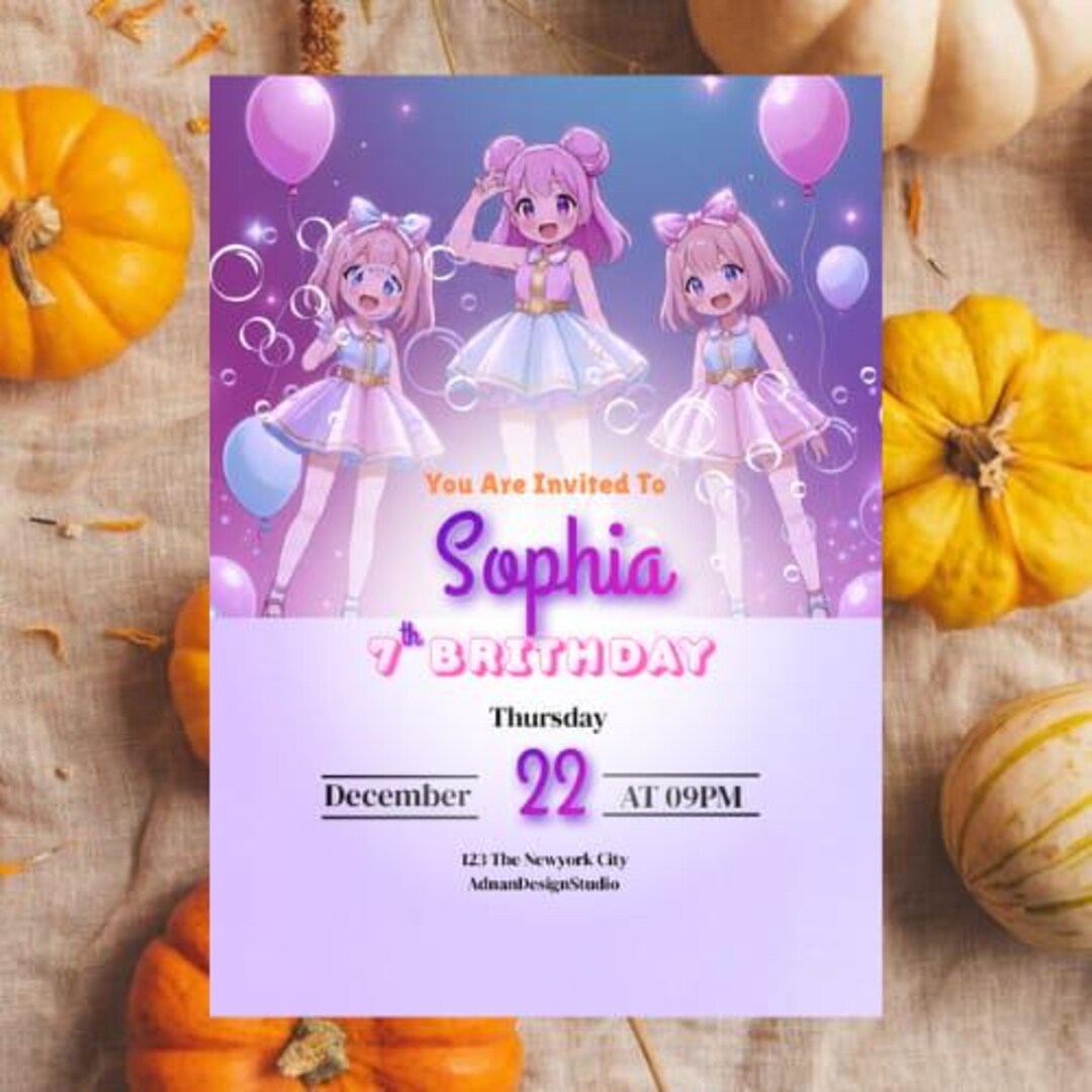 Editable KPOP Anime Birthday Invitation | Demon Hunters Party (digital ...
