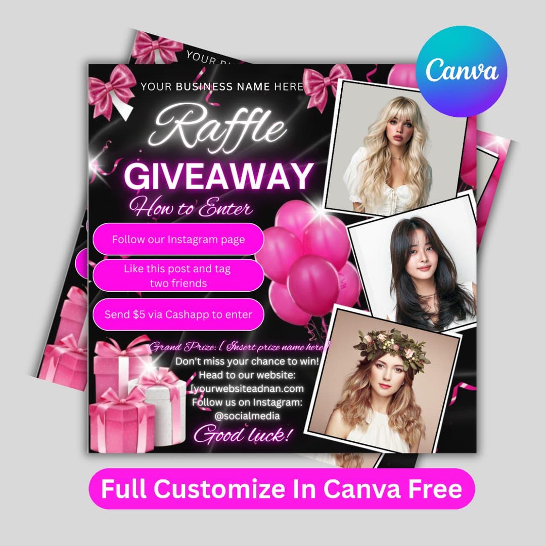 Beauty Raffle Flyer Template, Hair Lashes Nails Makeup, Editable Canva ...