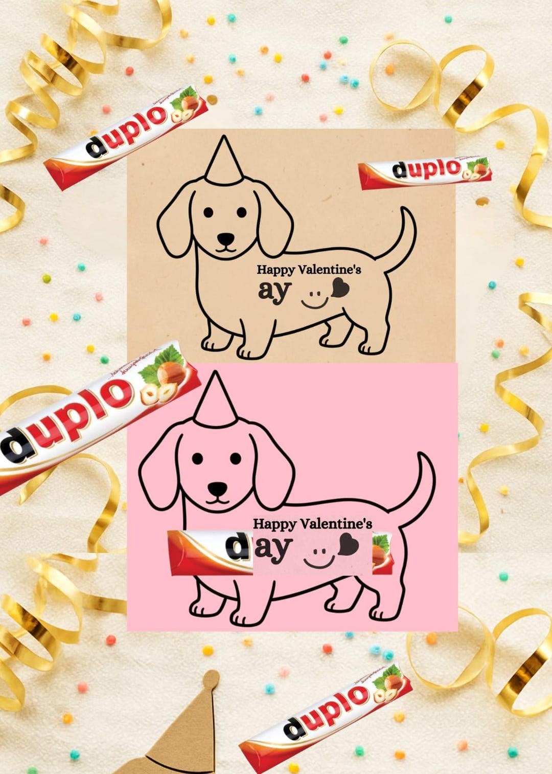 Dachshund Valentine's Day Printable Template, Dog Gift Tag (digital ...