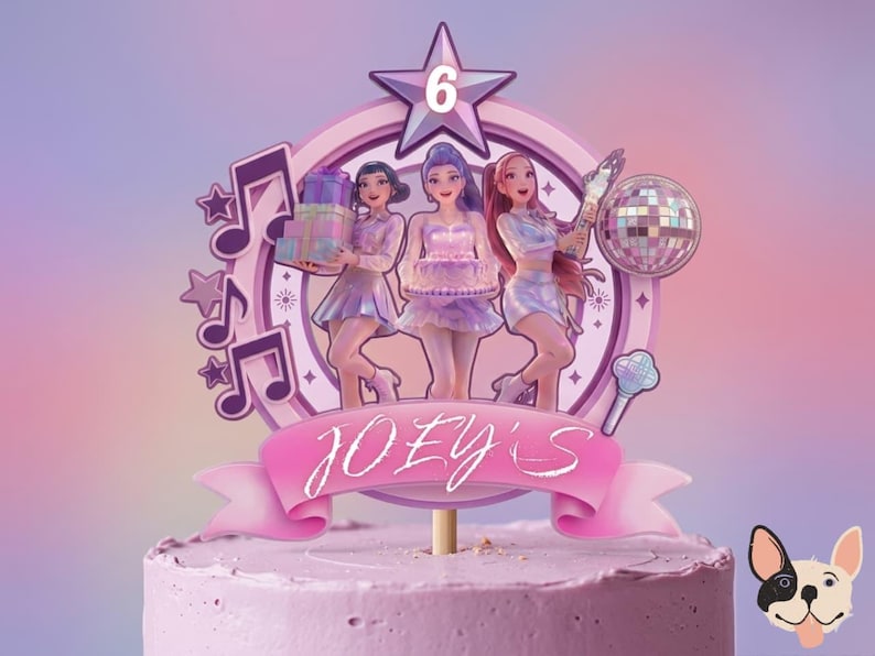 Kpop Birthday Cake Topper, Editable Name Party Decoration (digital ...