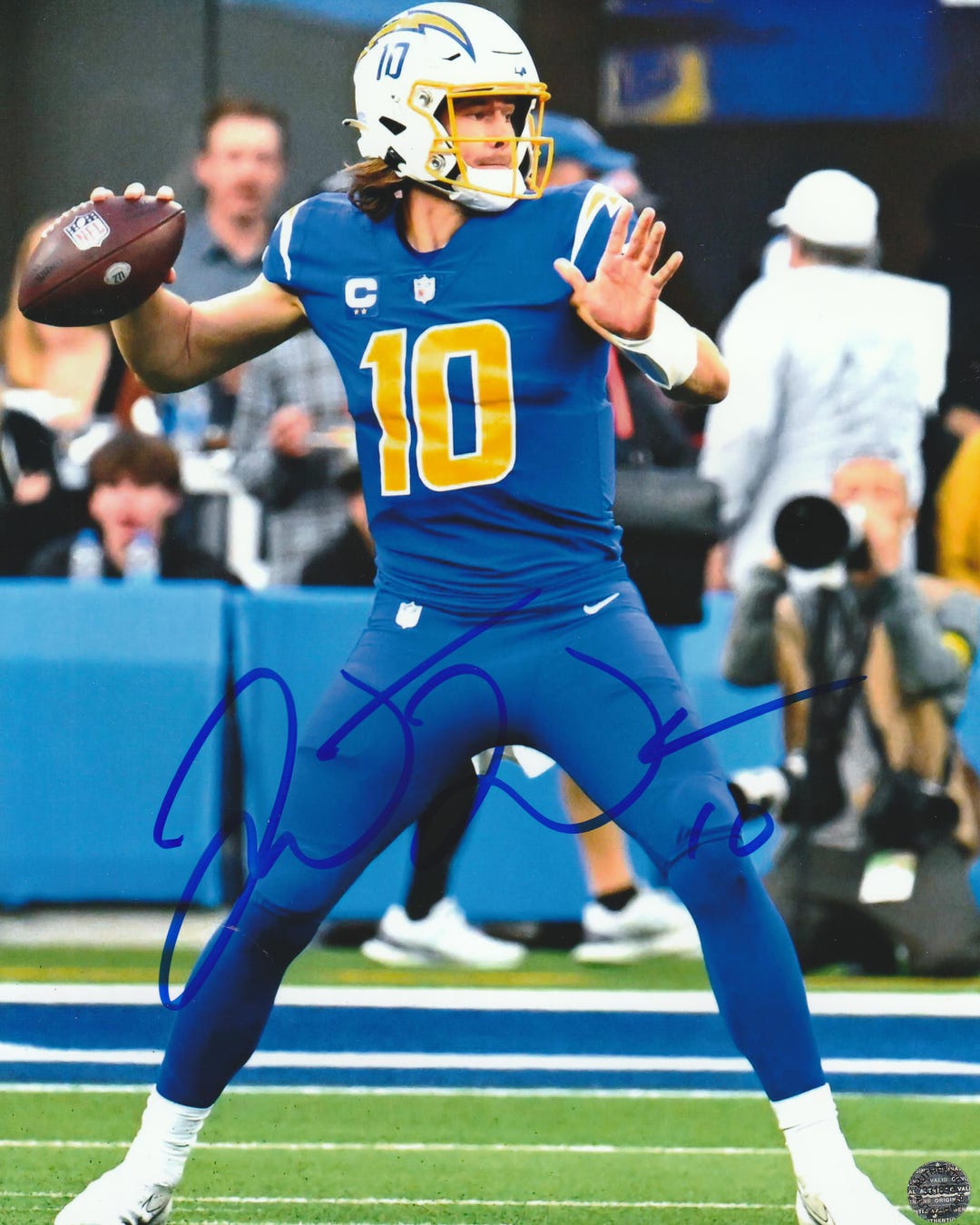 Justin Herbert Autographed Los Angeles Chargers 8x10 Photo – With COA ...
