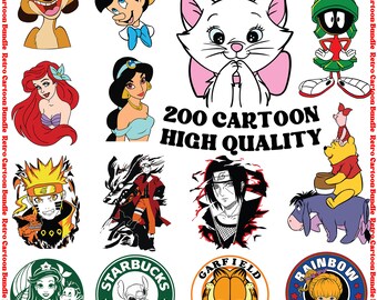200+ Amusing, Cartoon SVG/PNG Files, Vintage Cartoon Clipart Set ...