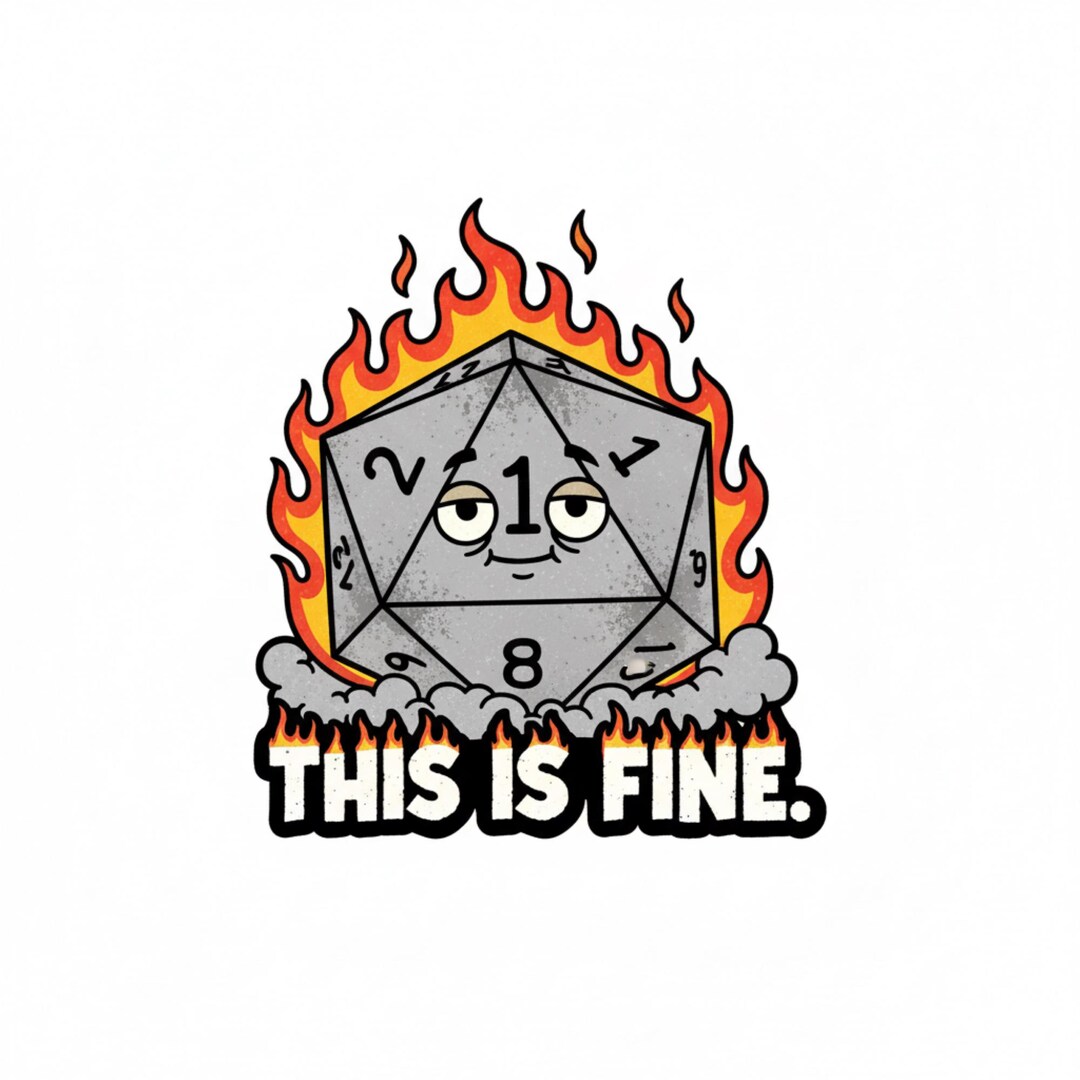 This is Fine D20 Dice PNG | Funny Critical Fail Dnd Clipart | Cute ...