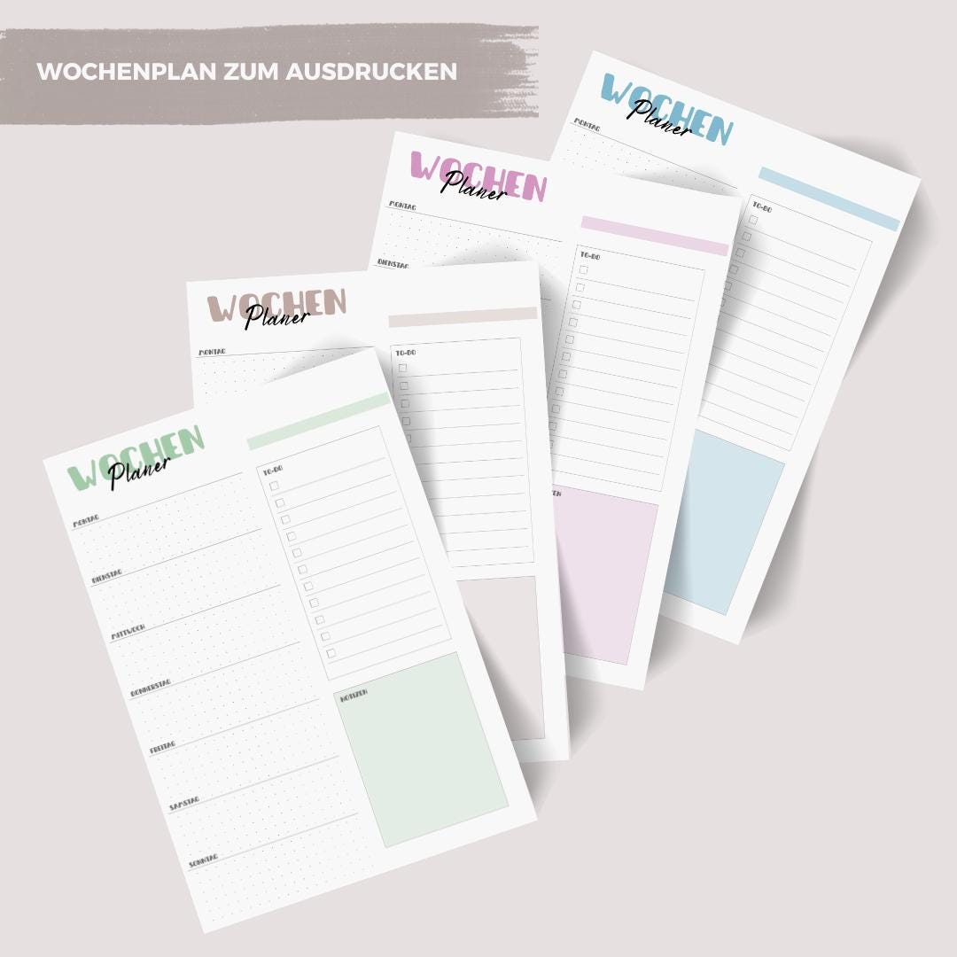 Printable Weekly Planner | A4 Format | PDF File | 4 Color Variations - Etsy