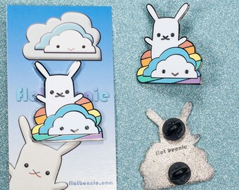 Bunny enamel pin Rabbit pin Backpack enamel pin Animal | Etsy