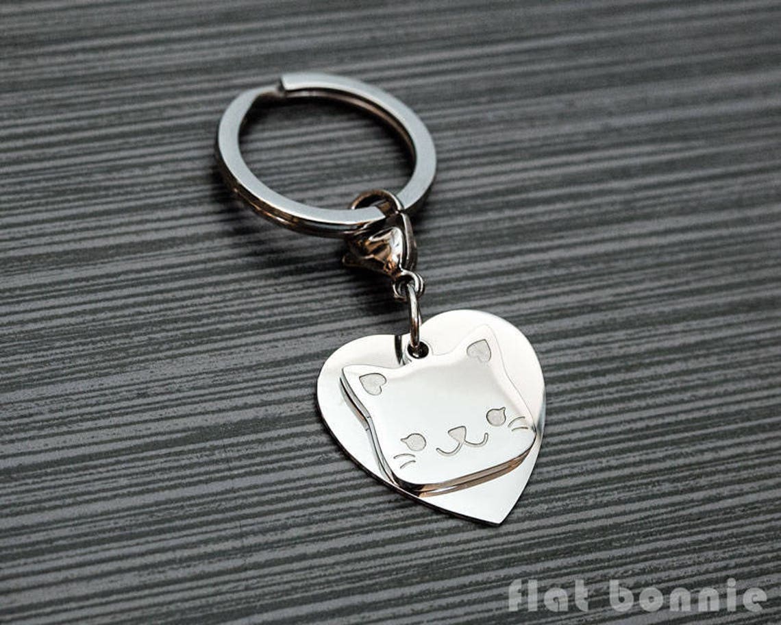 Personalized Cat Keychain: Kawaii Kitty Backpack Charm, Pet Memorial - Etsy
